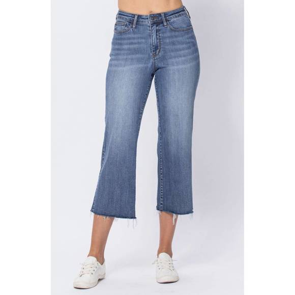 Judy Blue | Jeans | New Judy Blue Raw Hem Boot Crop Jean In Blue | Poshmark